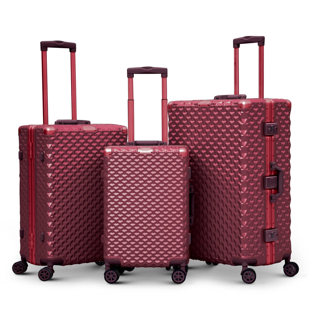 Buy Aluminum Framed 3D Diamond Luggage Bags 3 Piece Set with Wheels ...