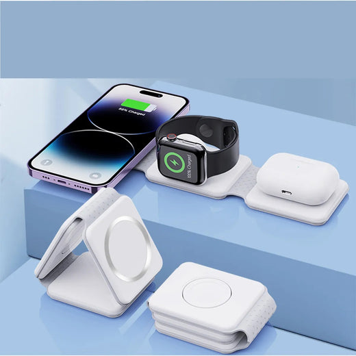 Shop Multi device Magnetic Foldable 3 in 1 Wireless Charger – Zaappy.com