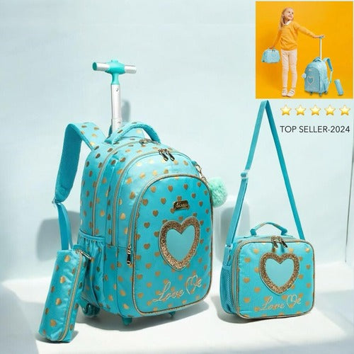 Shop Lightweight Printed Kids Rolling Backpack with School Pouch Combo ...